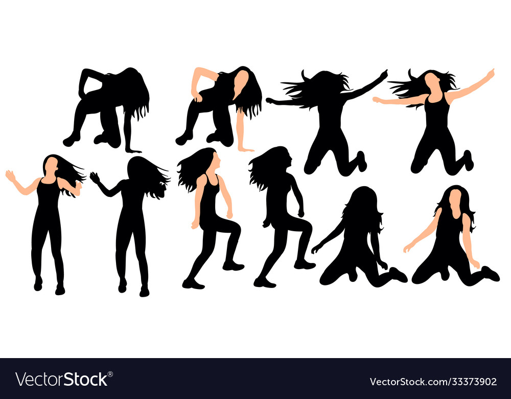 Silhouette Sexy Girl Dancing Dance Set Royalty Free Vector