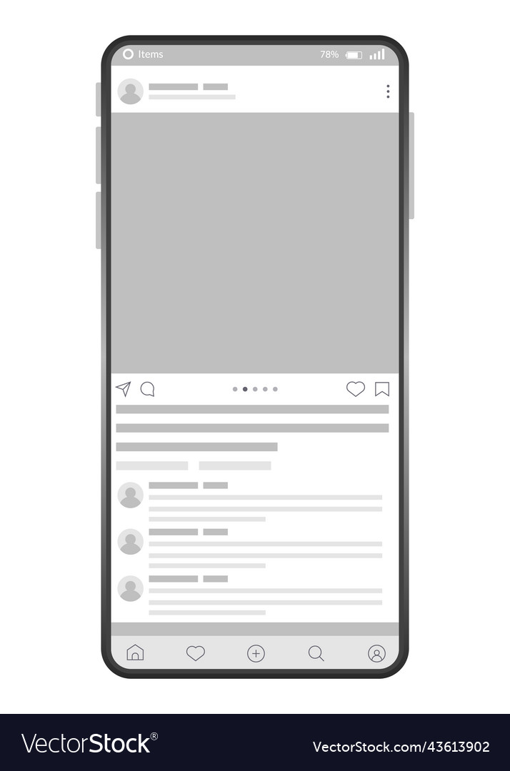 Smartphone Interface Post Mock Up With Carousel Vector Image