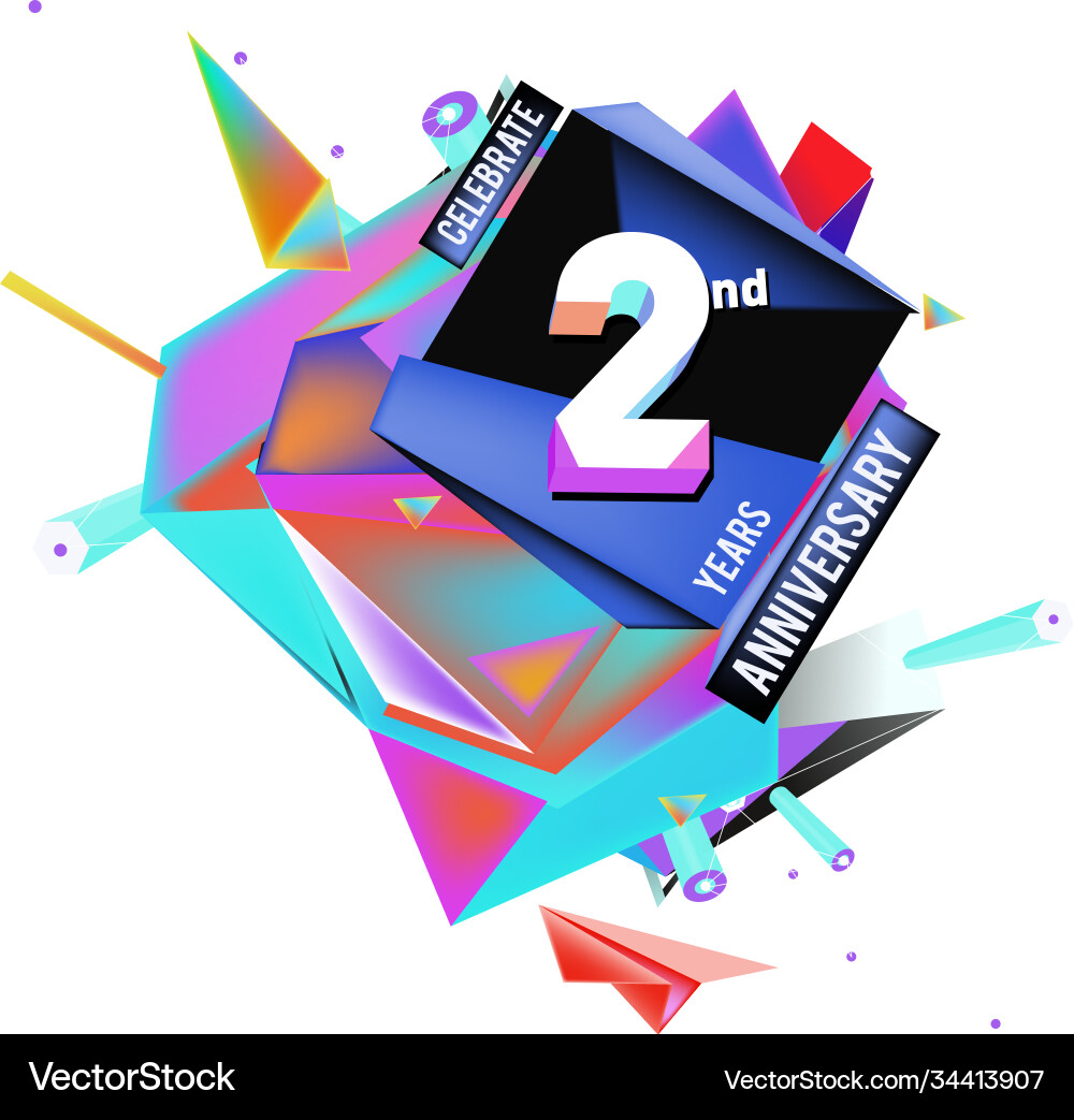 2nd anniversary logo with colorful background Vector Image