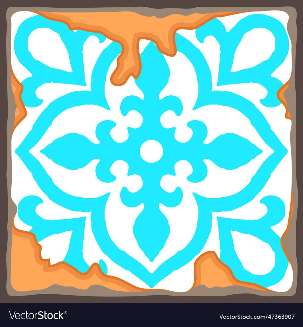 Ancient ceramic tile wall or floor texture Vector Image