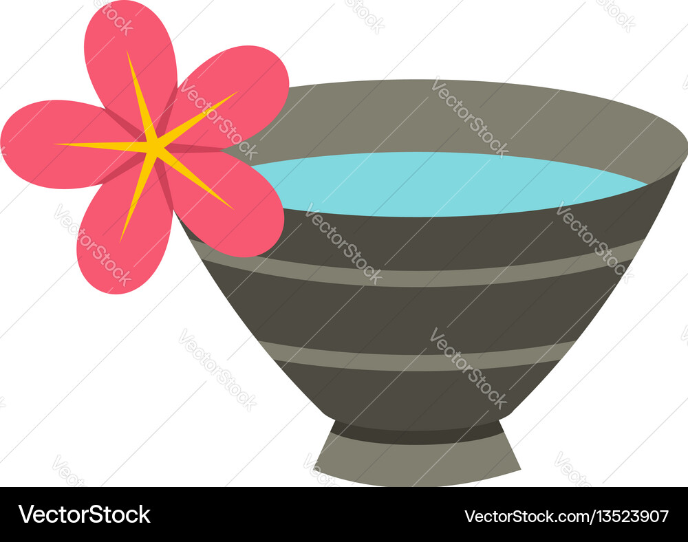 Bowl with water for spa icon flat style Royalty Free Vector