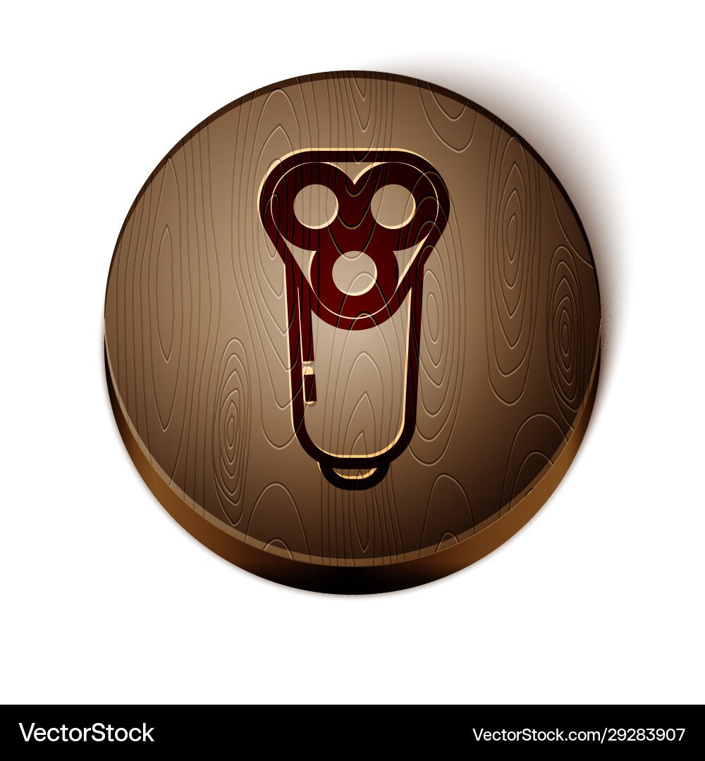 Brown line electric razor blade for men icon Vector Image