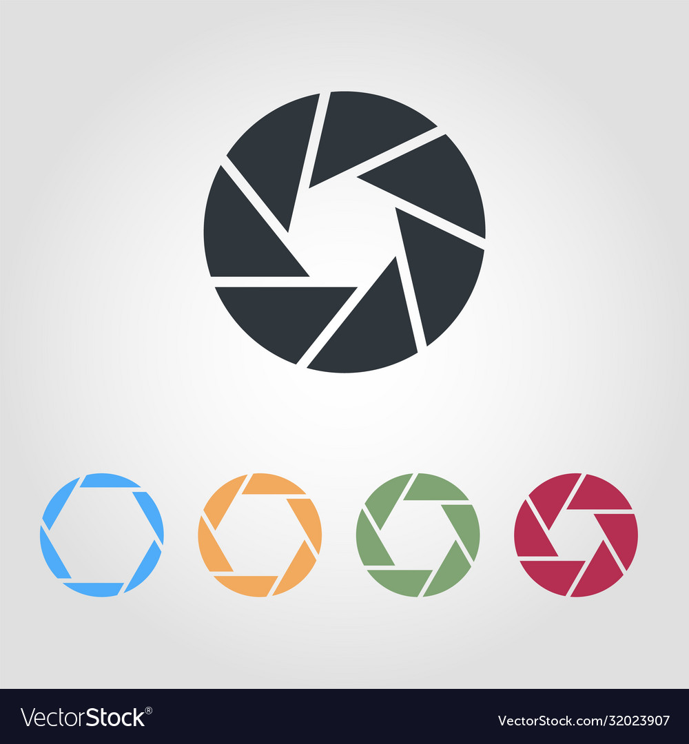 Camera shutter icons optical lenses shutter Vector Image
