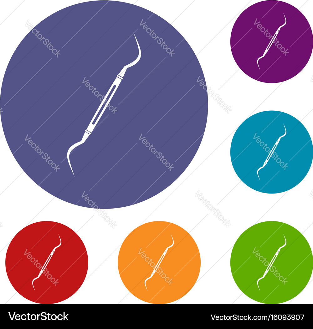 Dental instrument probe icons set Royalty Free Vector Image