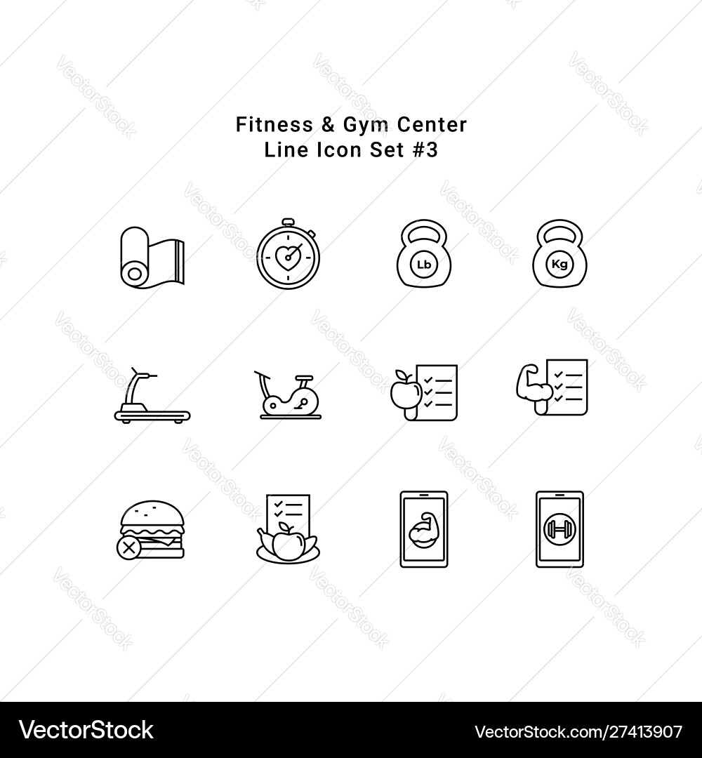 Fitness activity simple line icon design gym Vector Image