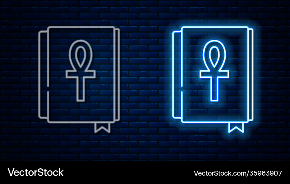 Glowing neon line cross ankh book icon isolated Vector Image