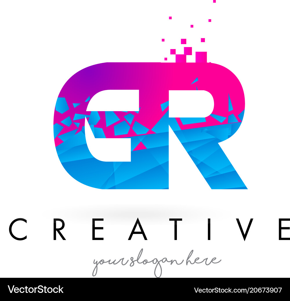 Gr g r letter logo with shattered broken blue Vector Image