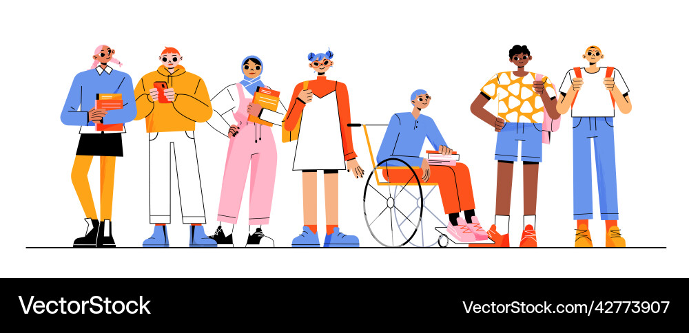Group of multiracial students diverse people Vector Image