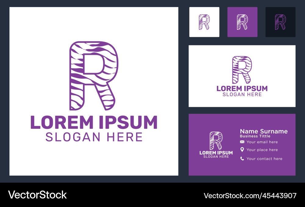 Initial monogram letter r animal skin logo design Vector Image