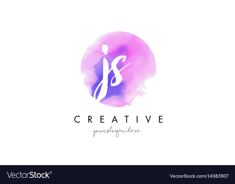Js watercolor letter logo design with purple Vector Image