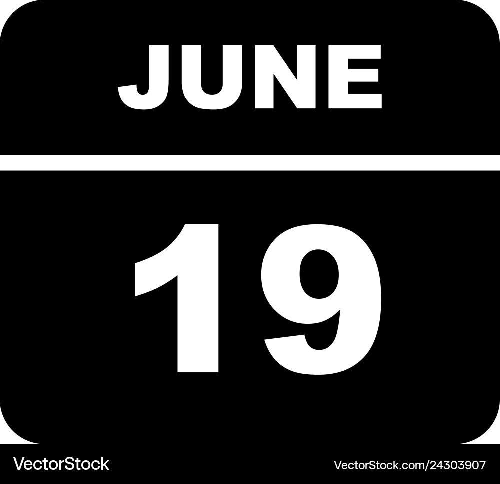 June 19th date on a single day calendar Royalty Free Vector