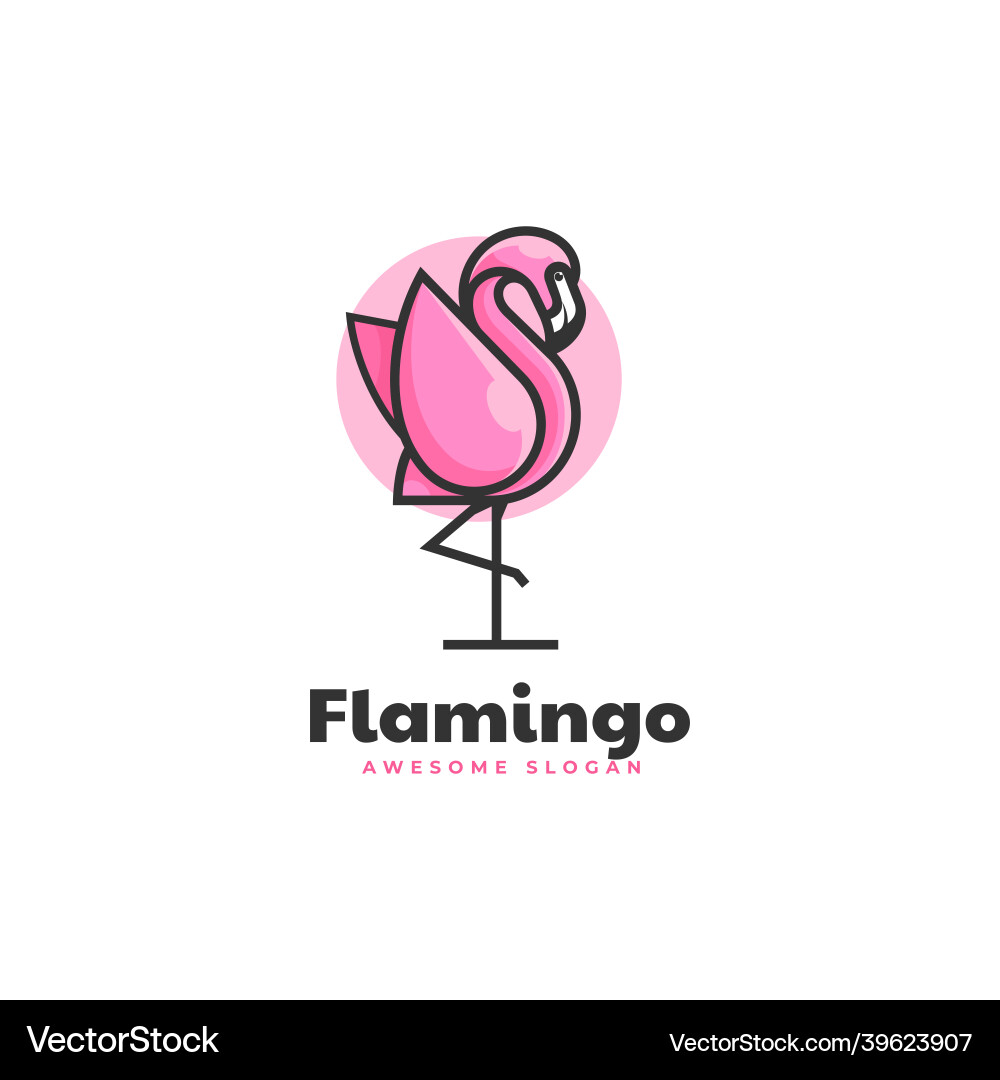 Logo flamingo simple mascot style Royalty Free Vector Image