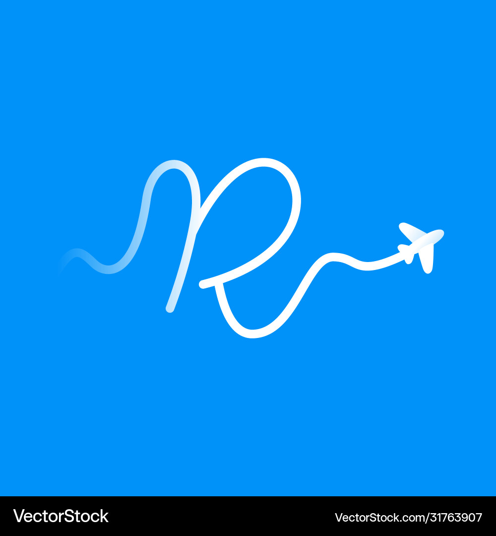 R letter logo with plane and airline Royalty Free Vector