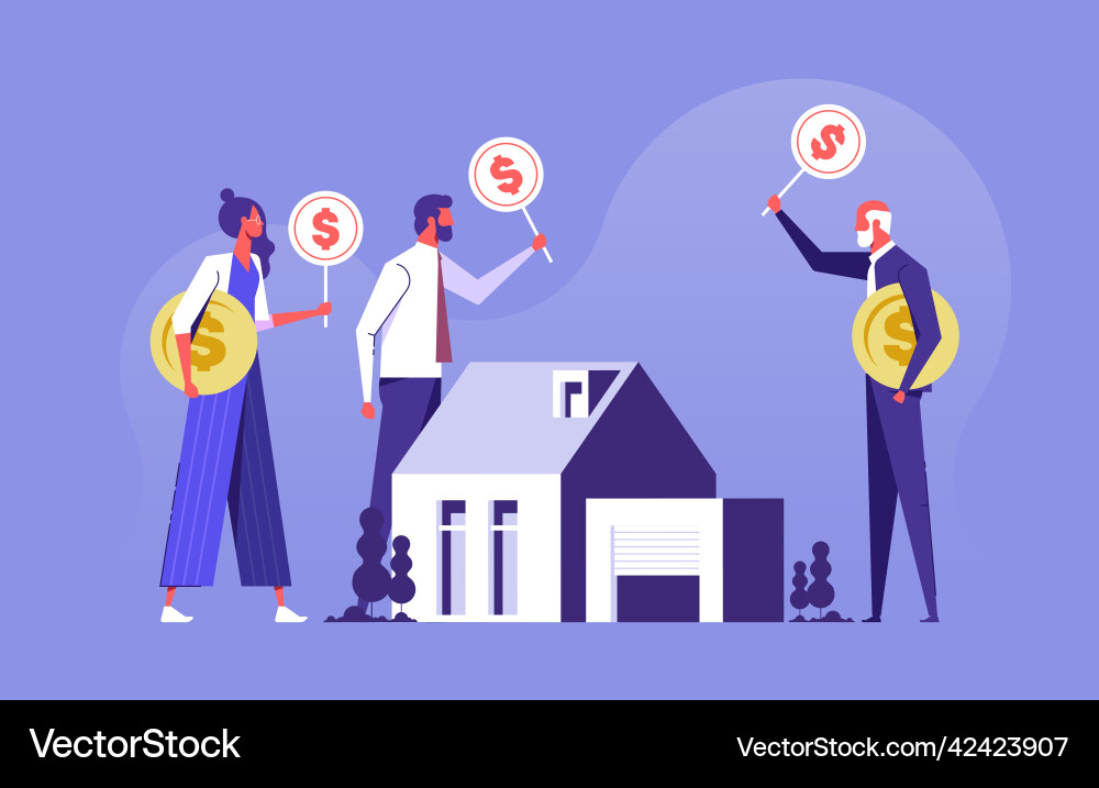 Real estate auctions and bidding concept Vector Image