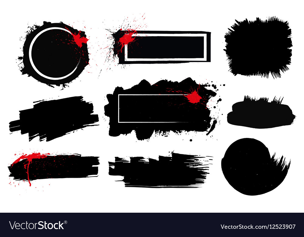 Set of black paint ink brush strokes brushes Vector Image