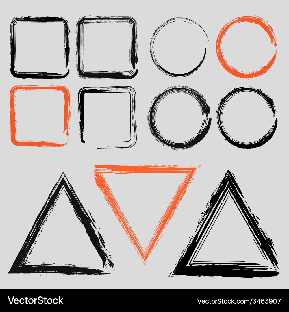 Set of grunge charcoal frames different shapes Vector Image