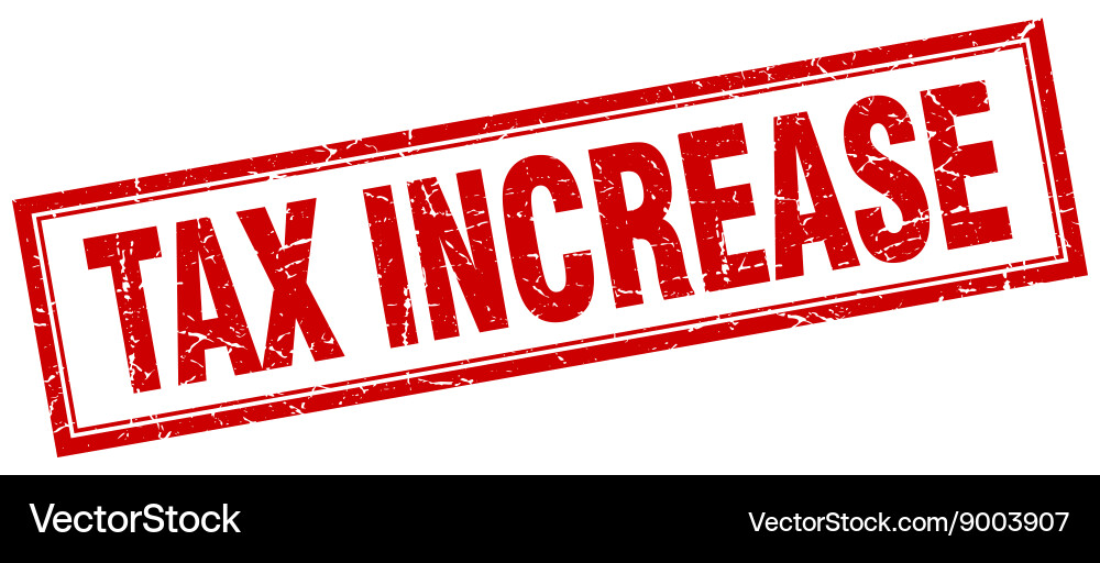 Tax increase red square grunge stamp on white Vector Image