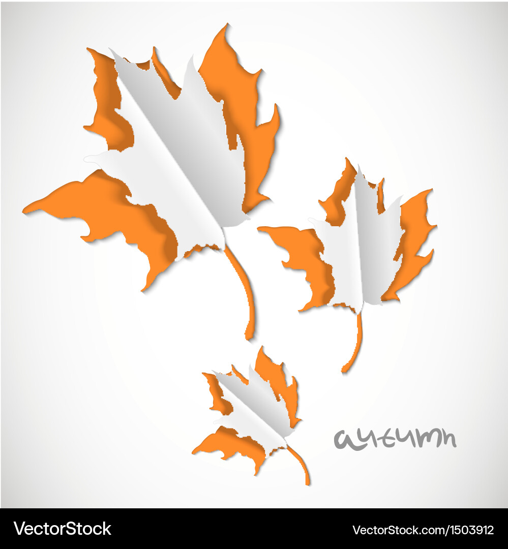 Autumn paper cut background with leaves Royalty Free Vector