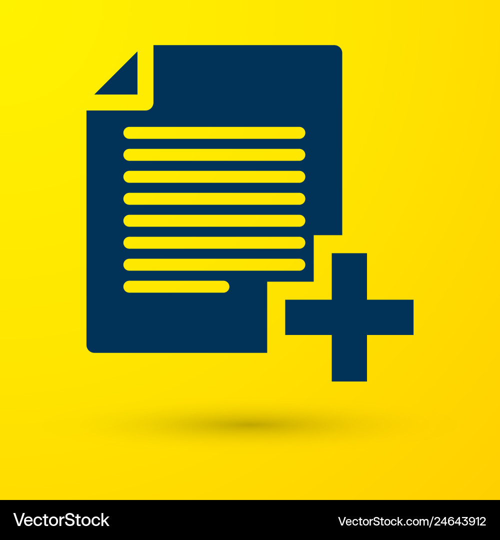 Blue add new file icon isolated on yellow Vector Image
