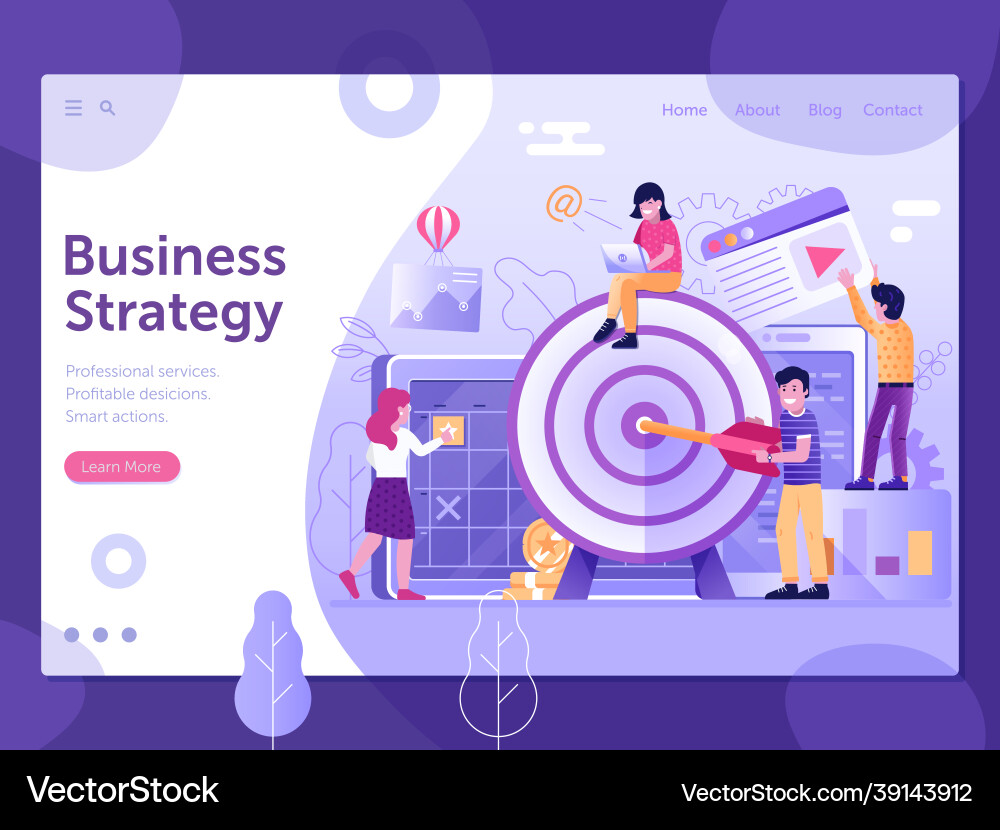 Business marketing strategy web banner in flat Vector Image