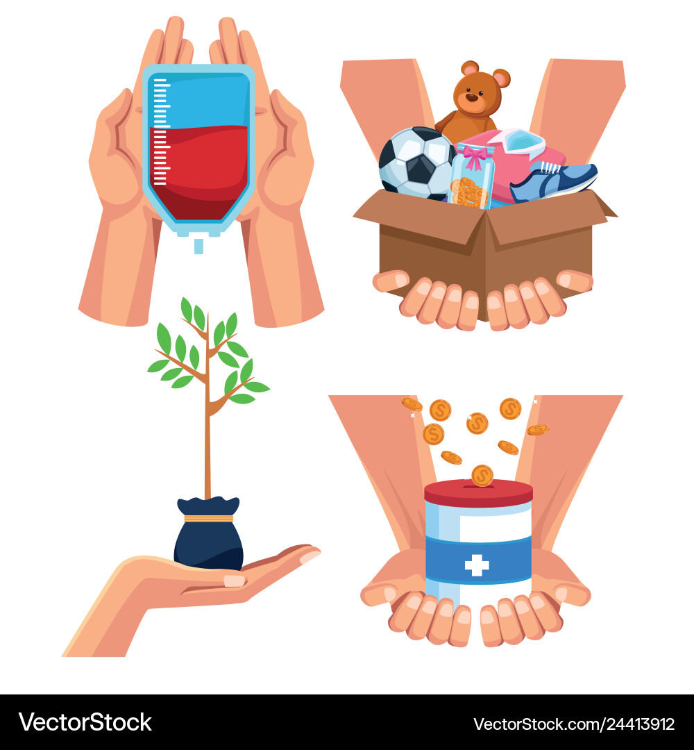 Charity and donations cartoons Royalty Free Vector Image