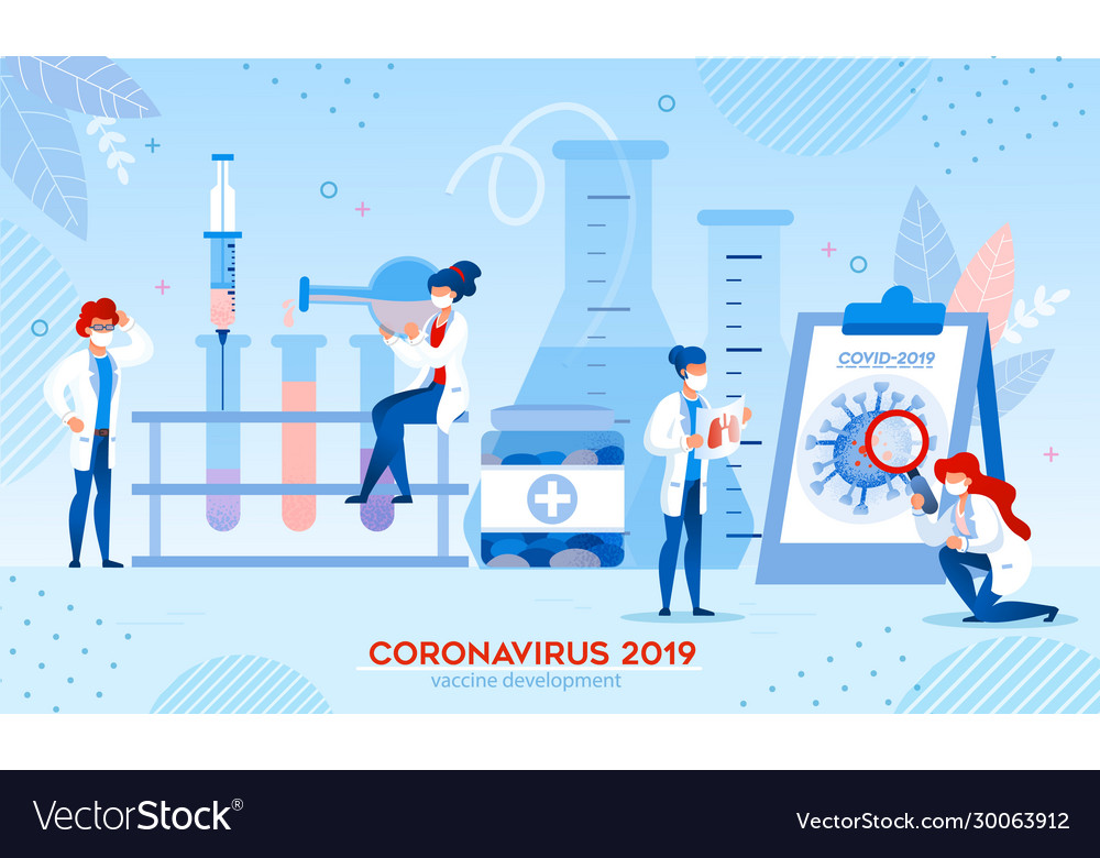 Coronavirus vaccine research development in lab Vector Image