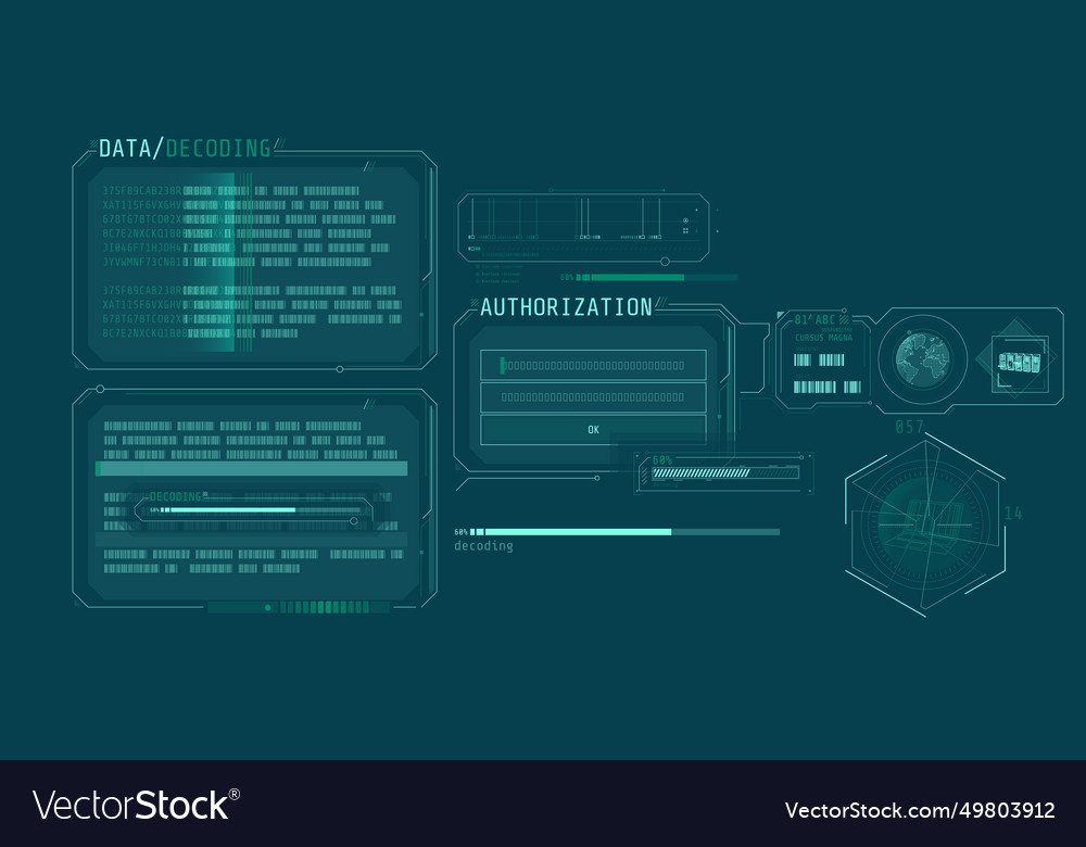 Data decoding program screen with authorization Vector Image Data decoding program screen with authorization Vector Image