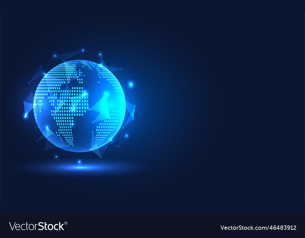 Global blockchain technology network Royalty Free Vector