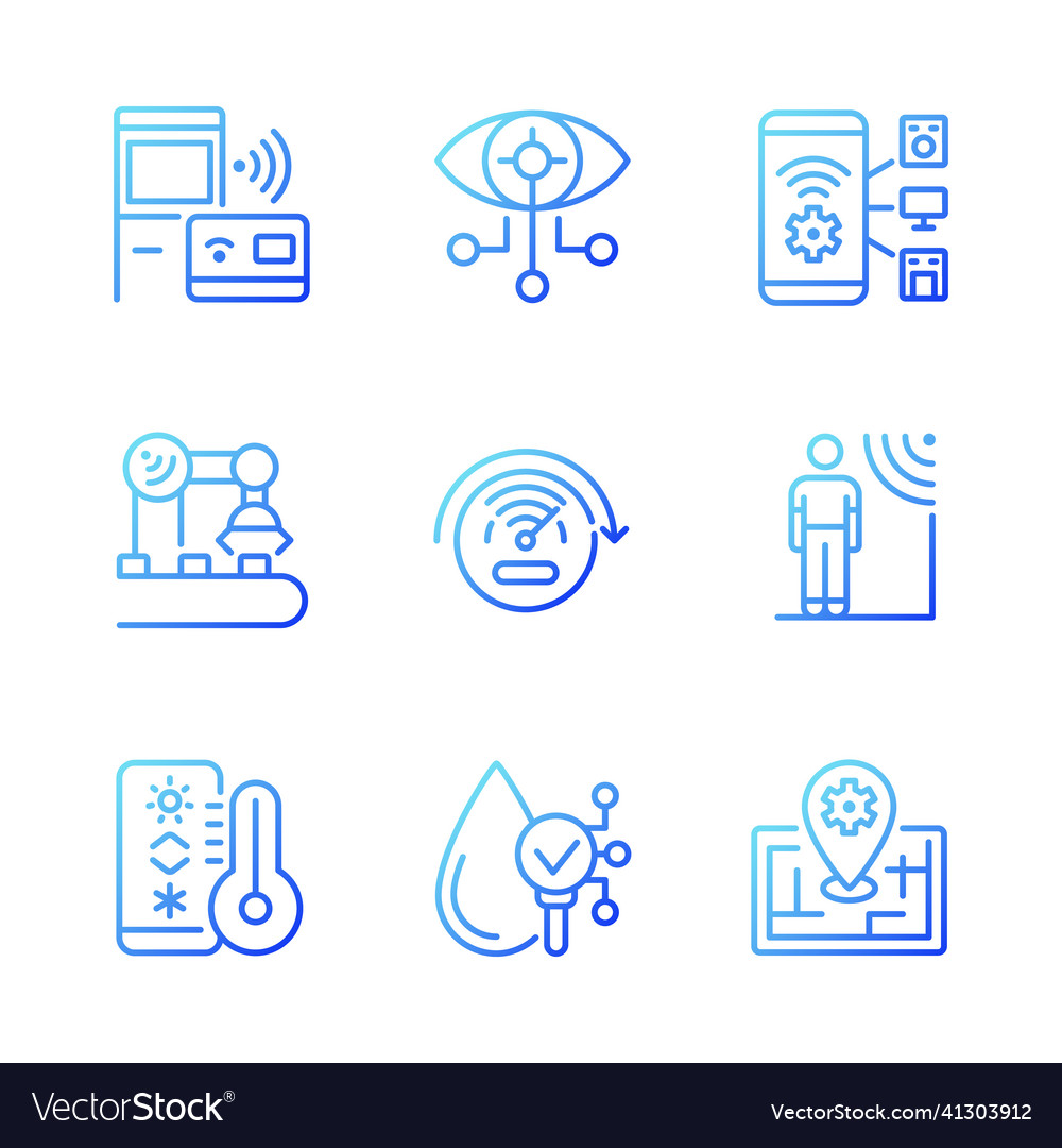 Innovative technology gradient linear icons set Vector Image