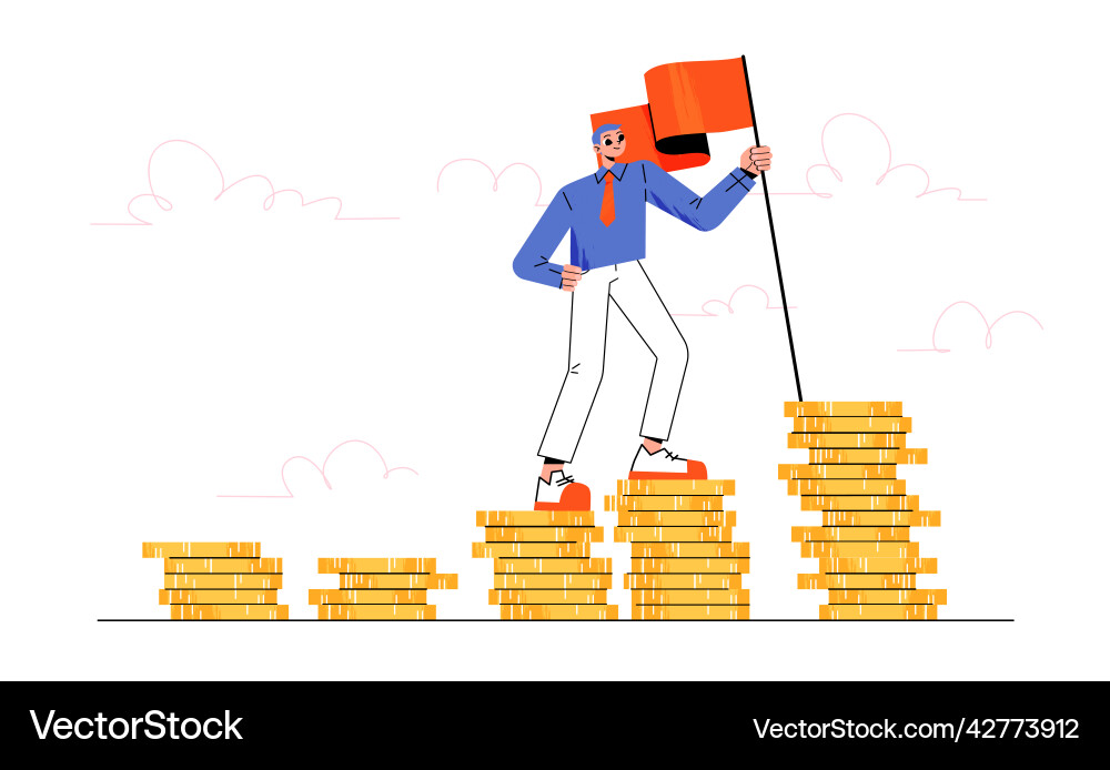 Man climbing on money stairs Royalty Free Vector Image