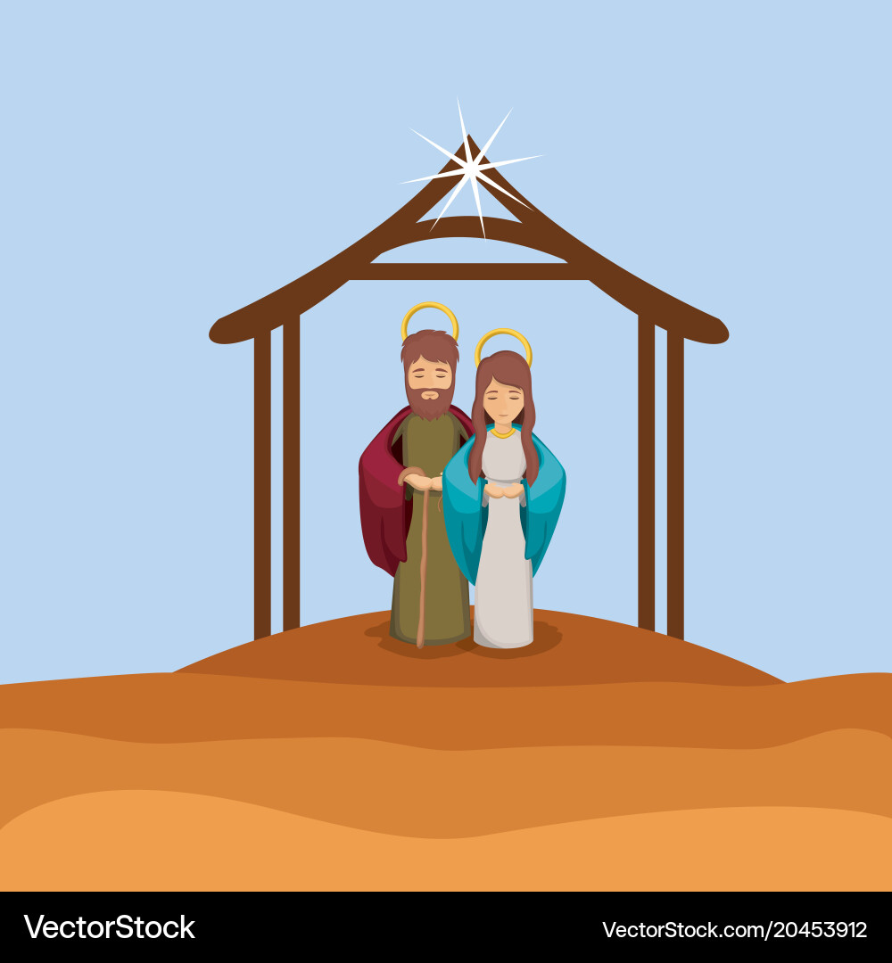 Mary and joseph cartoon design Royalty Free Vector Image