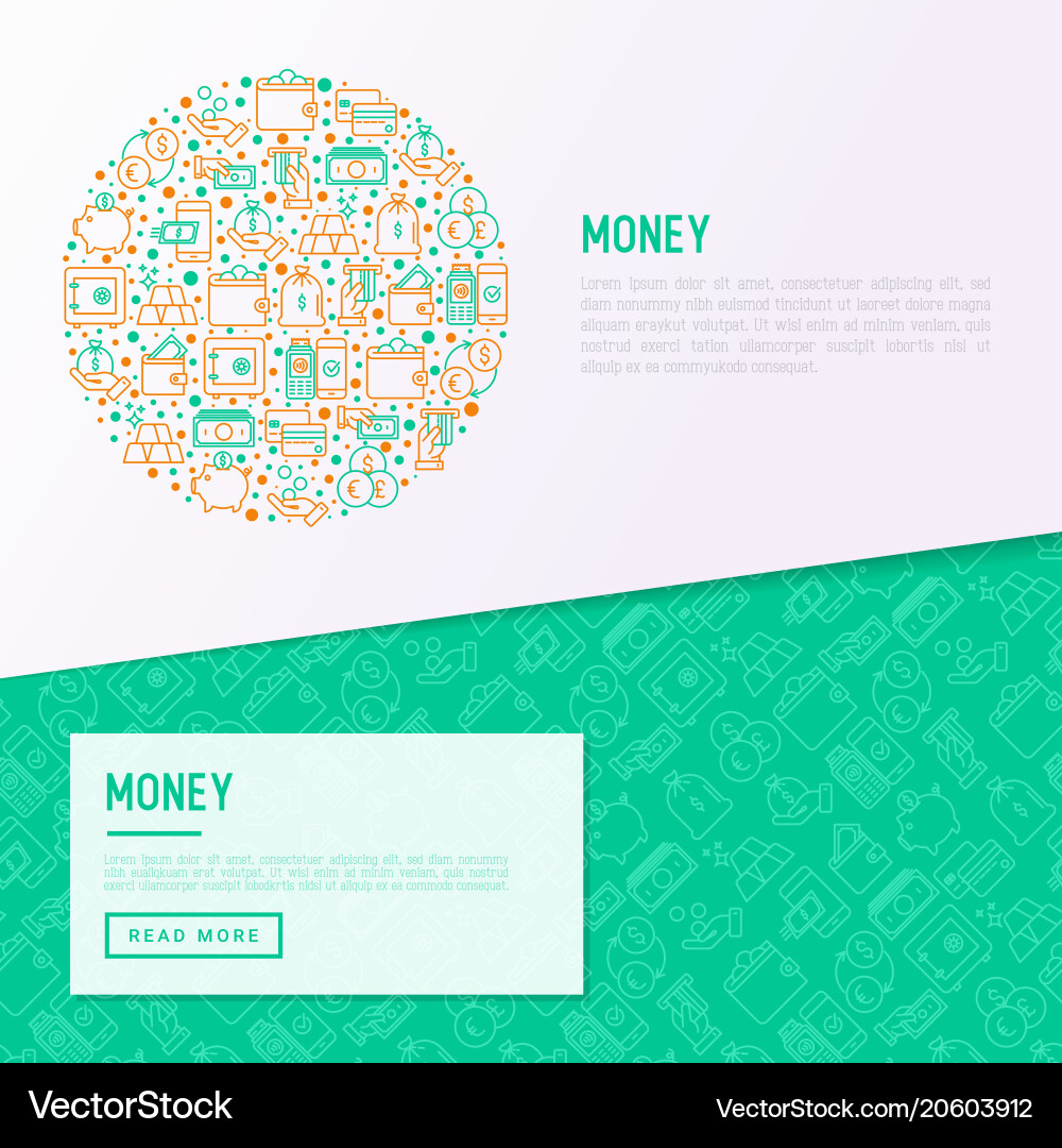 Money concept in circle with thin line icons Vector Image