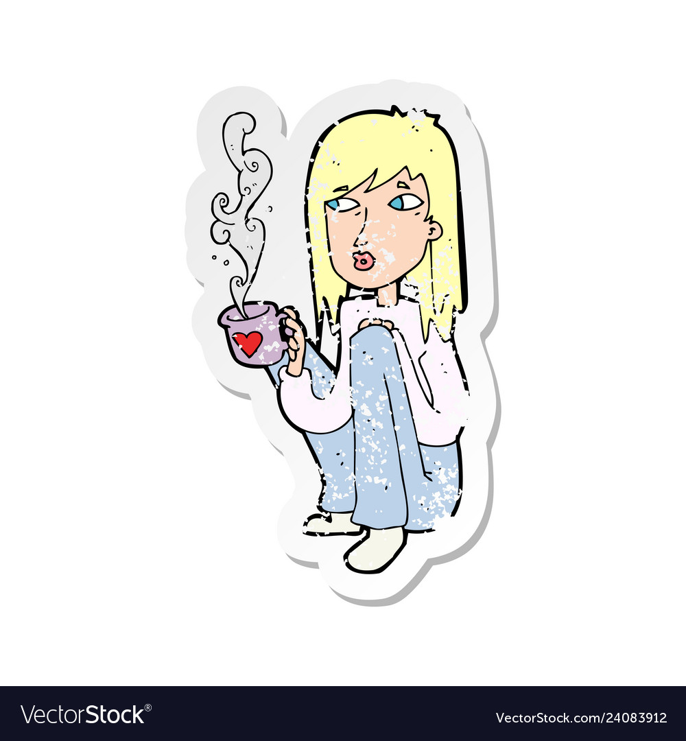 Retro distressed sticker a cartoon woman Vector Image