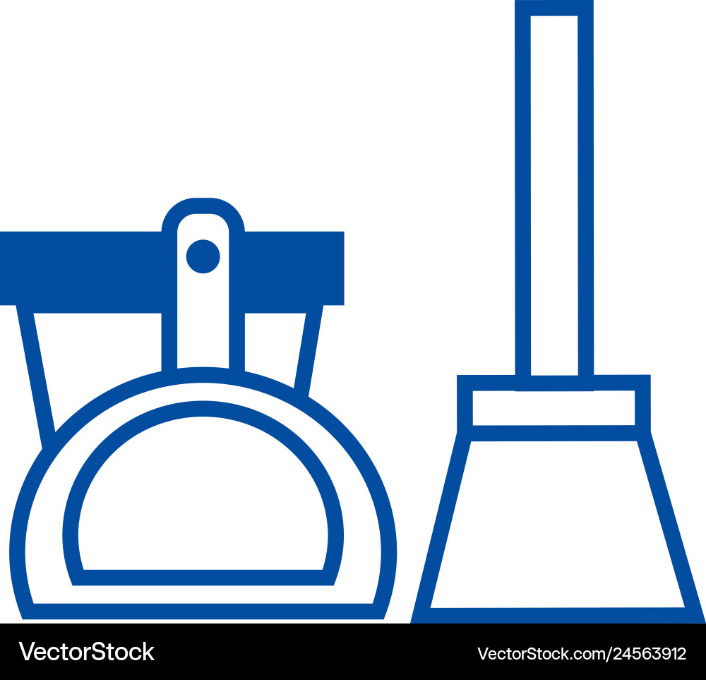 Scoop bucket brush line icon concept Royalty Free Vector