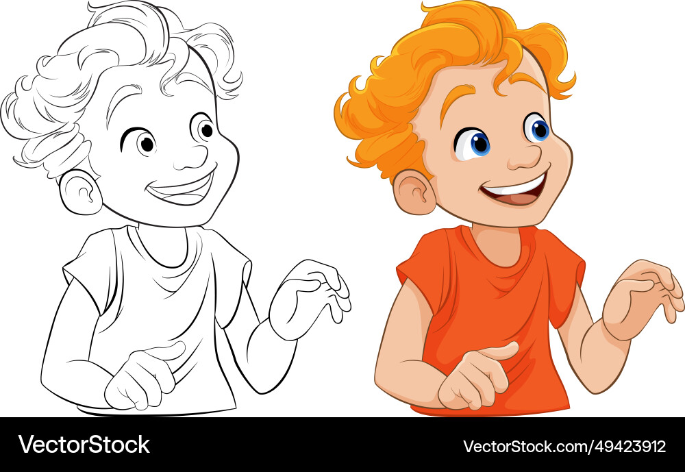 Smiling half-body cartoon boy character Royalty Free Vector