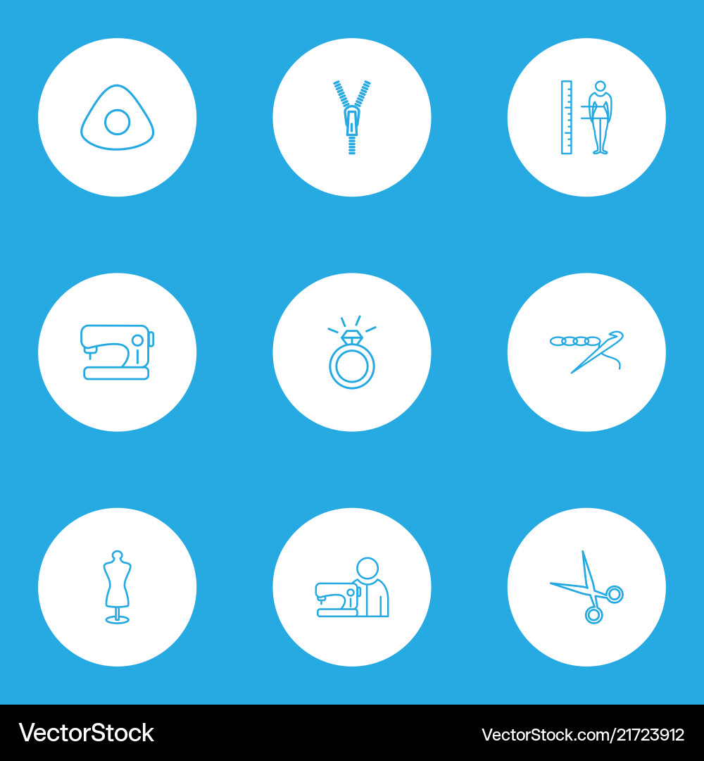 Style icons line style set with tailor chalk Vector Image