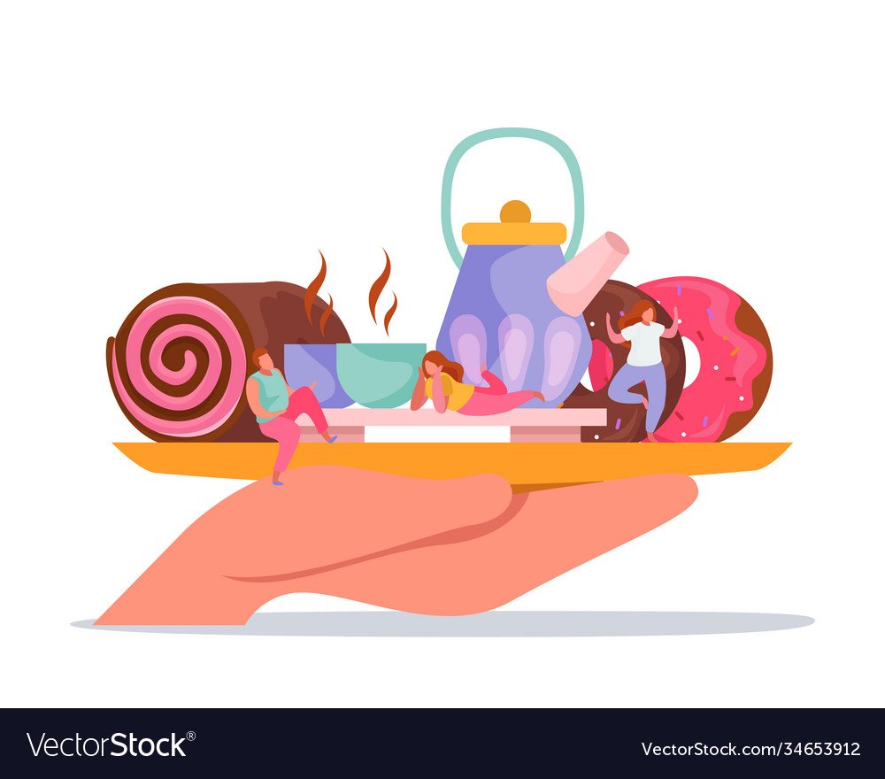 Tea serving platter composition Royalty Free Vector Image