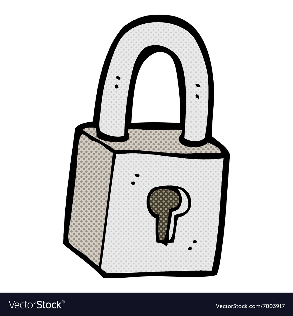 Comic cartoon padlock Royalty Free Vector Image