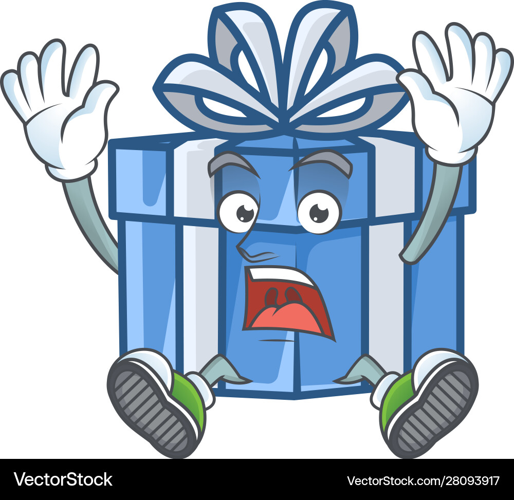 Cute blue gift box cartoon character style with Vector Image