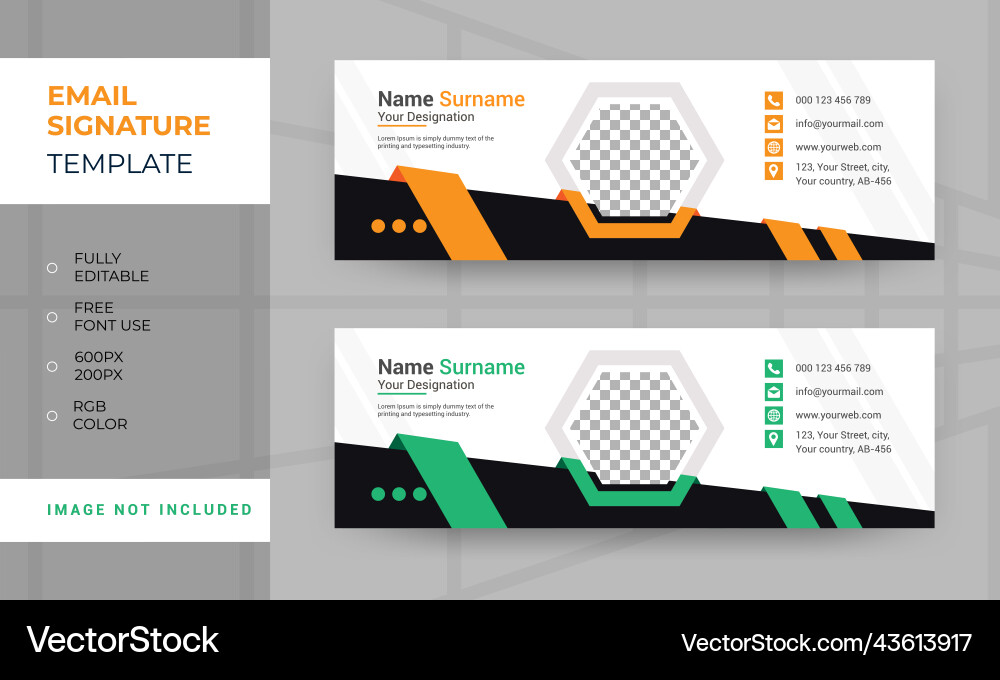 Dual geometric email signature template design set