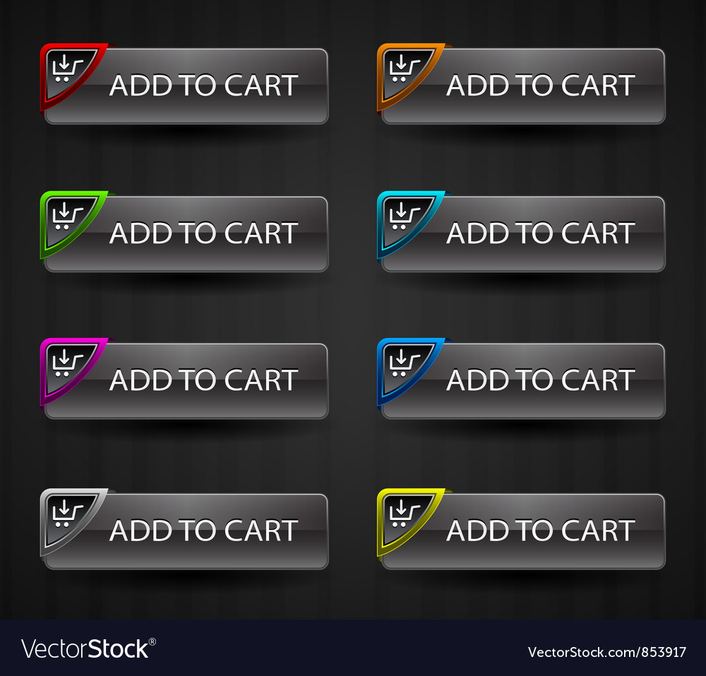 Glossy add to cart buttons set Royalty Free Vector Image