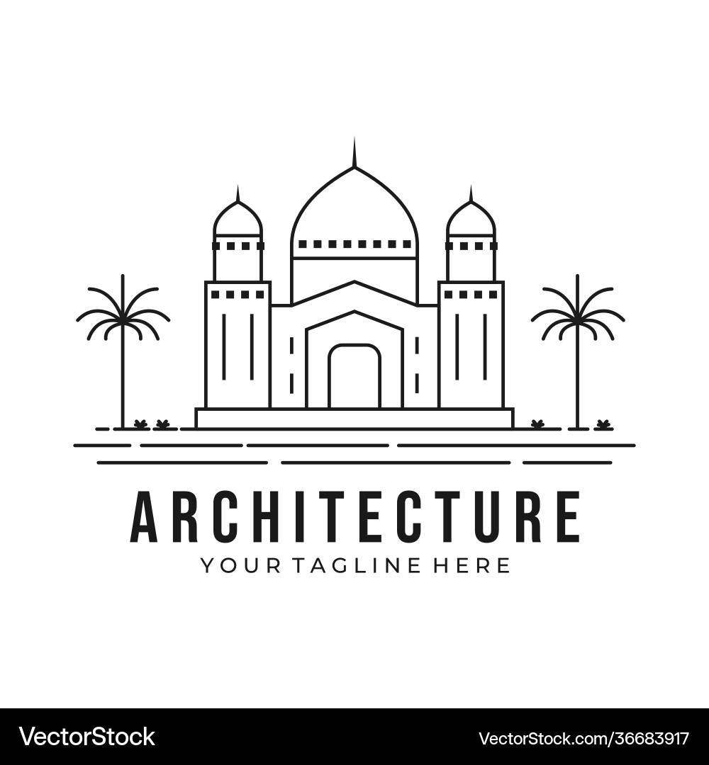 Islamic symbol line art logo design Royalty Free Vector
