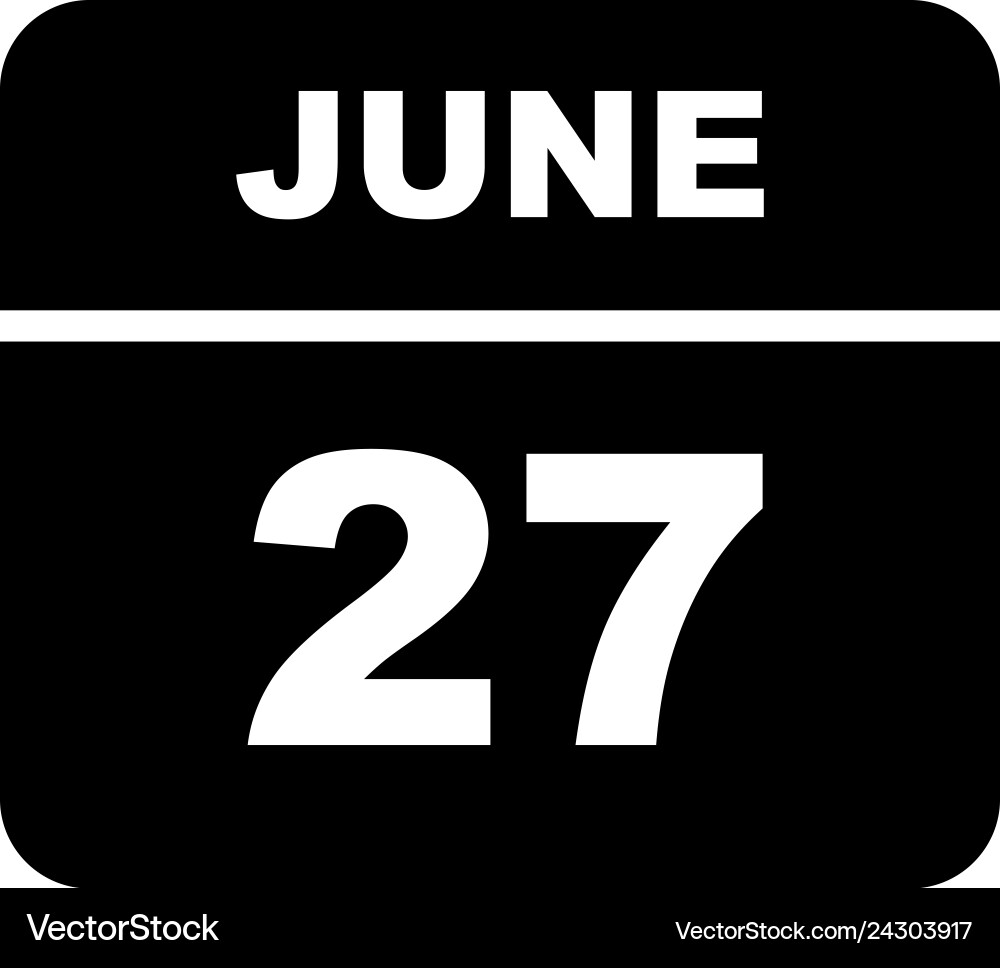 June 27th date on a single day calendar Royalty Free Vector
