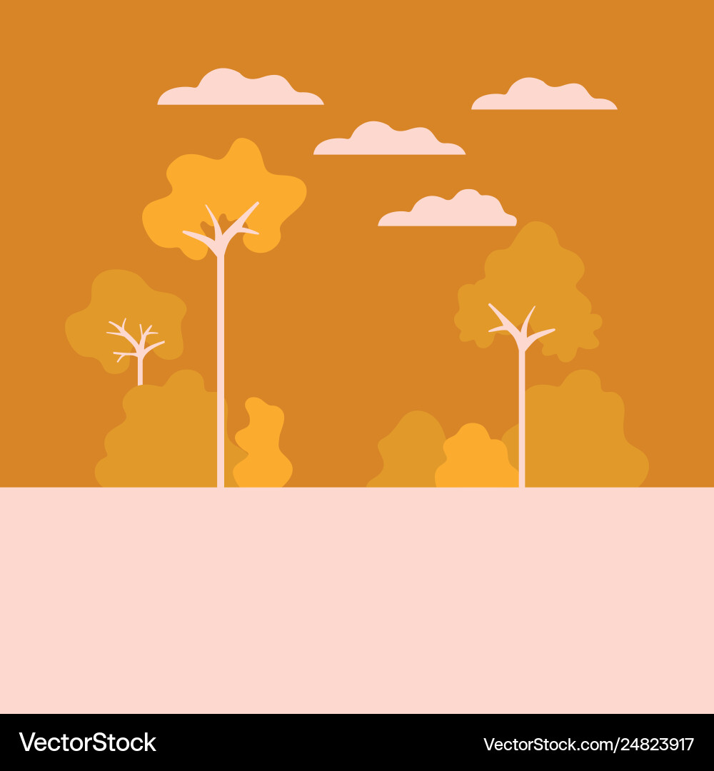 Landscape with trees and clouds isolated icon Vector Image