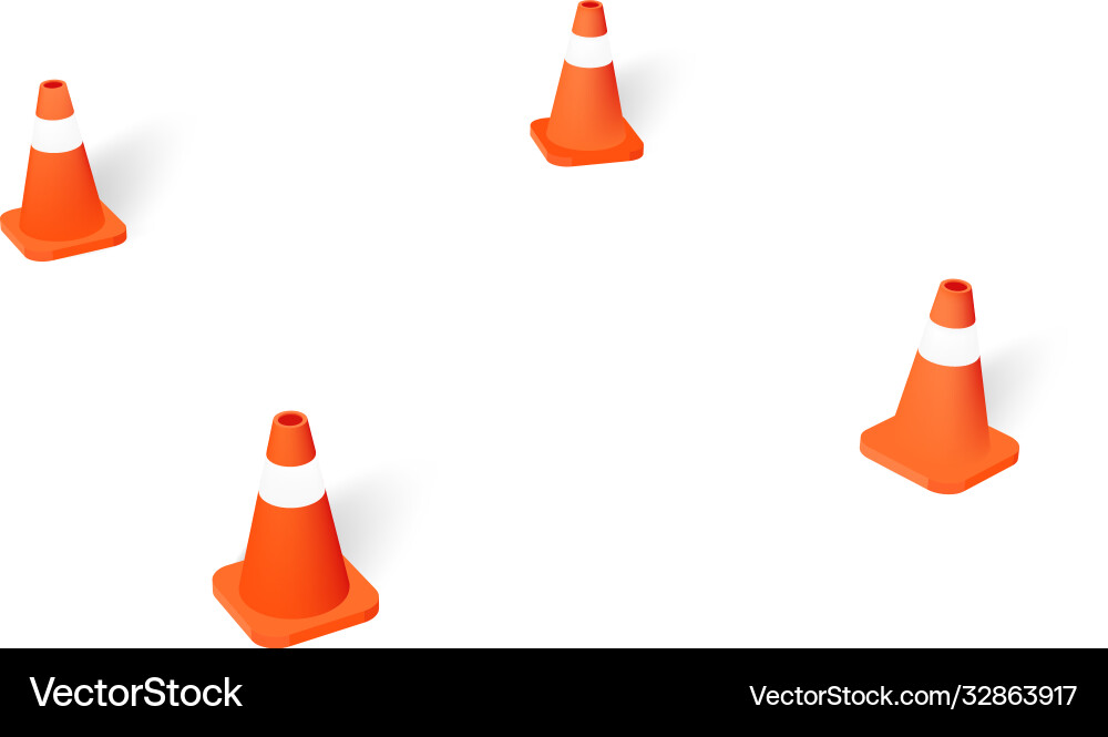 Parking lot with orange traffic cones Royalty Free Vector