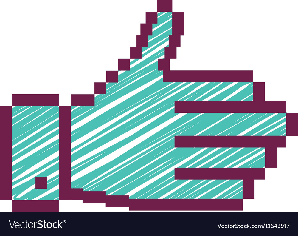 Pixelated hand pointing with stripeds Royalty Free Vector Pixelated hand pointing with stripeds Royalty Free Vector