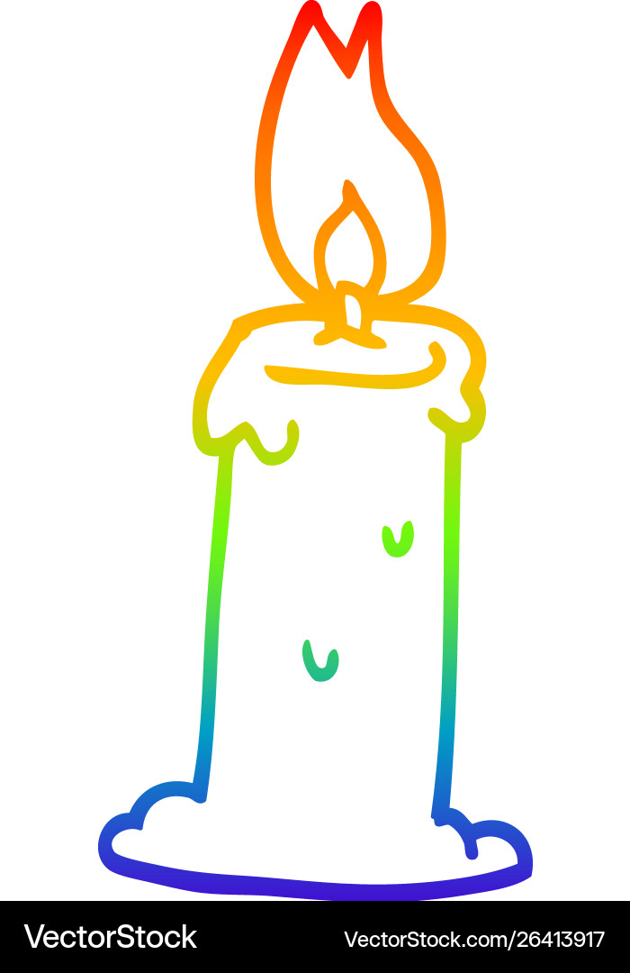 Rainbow gradient line drawing carton candle Vector Image