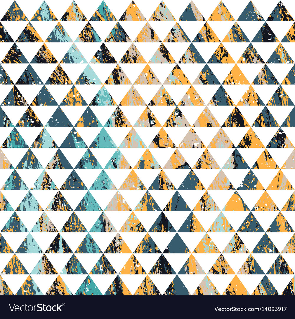 Retro triangles grunge seamless pattern Royalty Free Vector