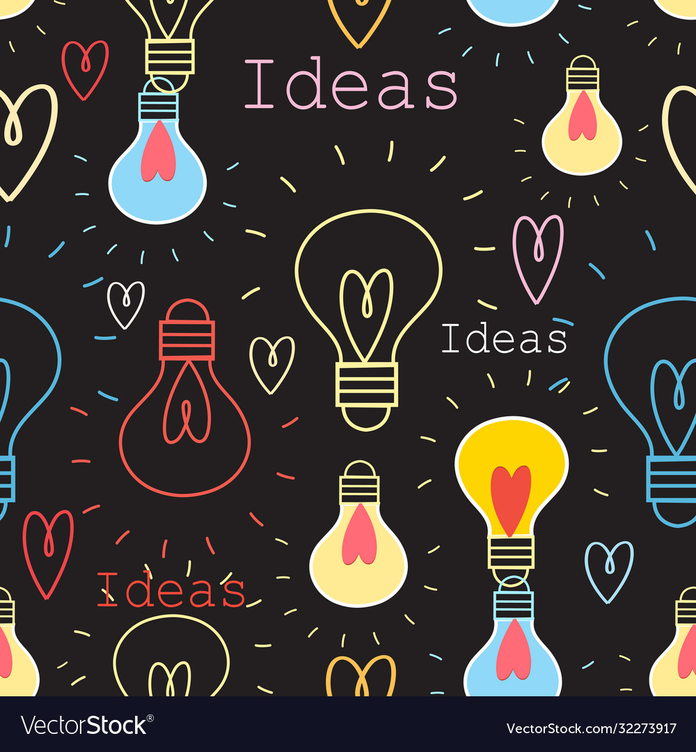 Seamless pattern with light bulbs Royalty Free Vector Image