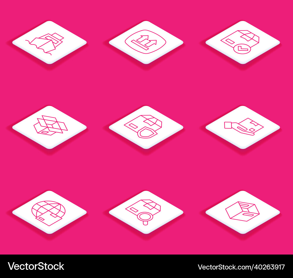 Set line cargo ship with boxes delivery this side Vector Image